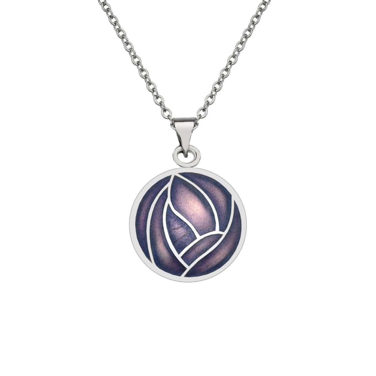 Rennie Mackintosh Purple Rose Pendant Necklace - Glass Enamel & Rhodium Plated Copper – Celtic Lands