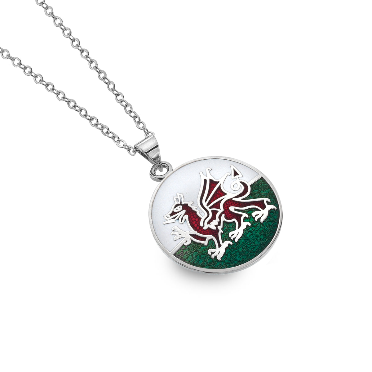 Welsh Dragon Pendant Necklace - Glass Enamel & Rhodium-Plated Copper ...
