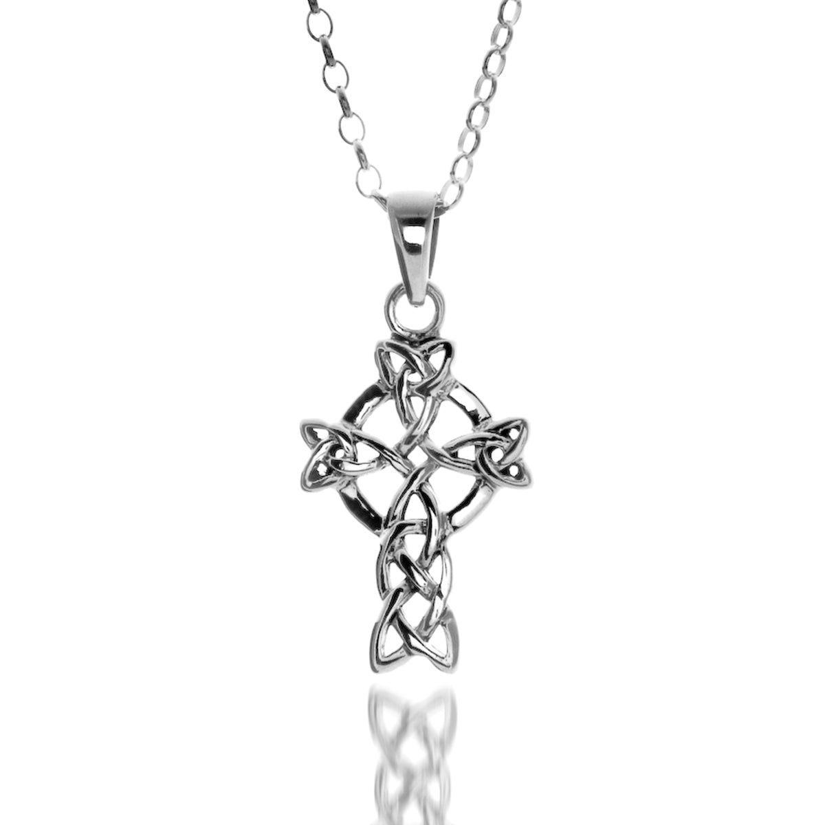 Celtic Trinity Knot Cross Pendant Necklace - Sterling Silver – Celtic Lands