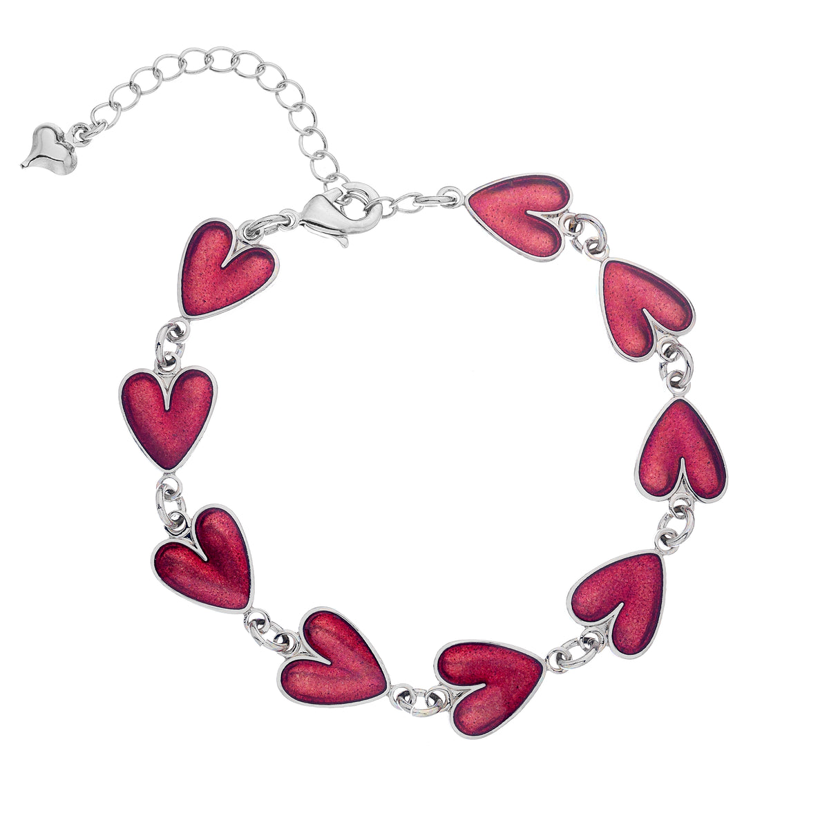 Red Hearts Bracelet - Glass Enamel & Rhodium Plated Copper – Celtic Lands