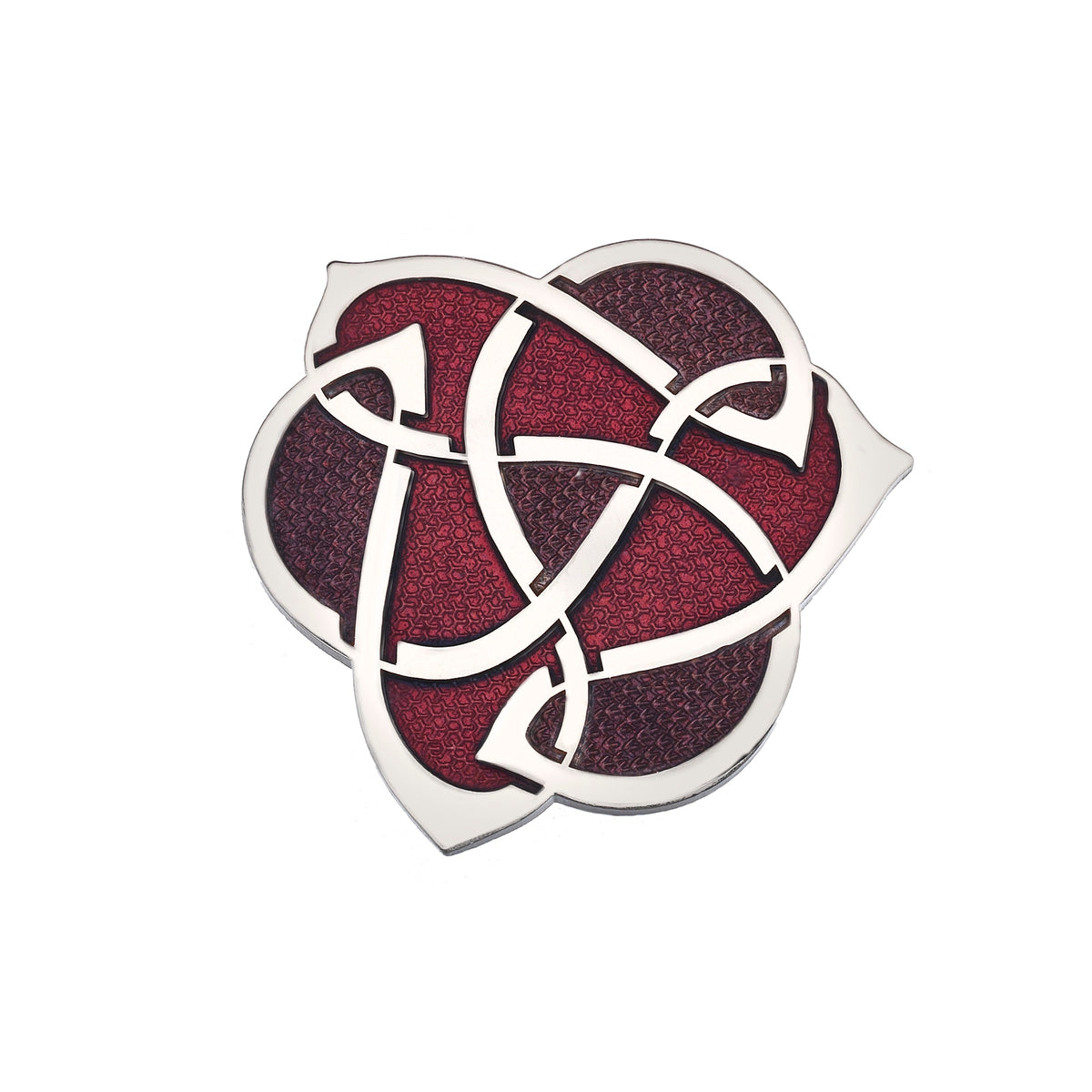 Red Archibald Knox Style Brooch - Glass Enamel & Rhodium Plated Copper ...