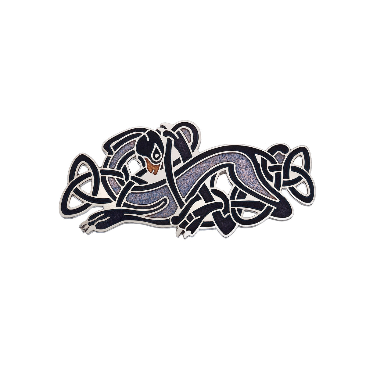 Celtic Dog Brooch - Black Glass Enamel & Rhodium Plated Copper – Celtic ...