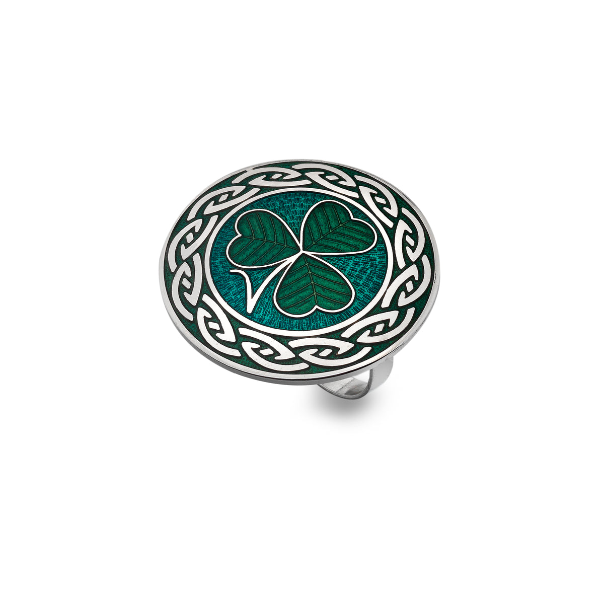 Celtic Irish Shamrock Scarf Ring - Green Glass Enamel – Celtic Lands